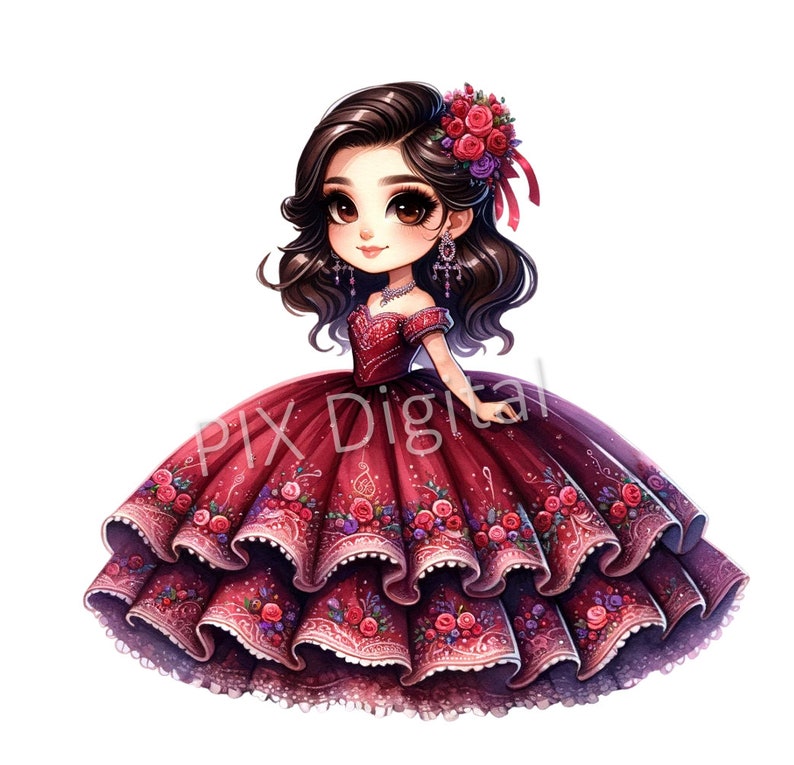 Dark Cherry Maroon Princess digital Image PNG, Clipart Princess, High ...