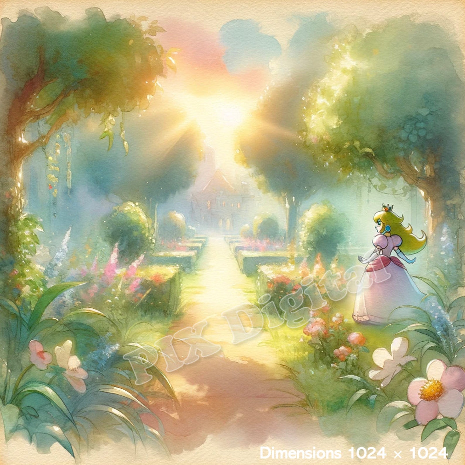 Princess Peach Garden Art Print – 4 Digital Jpgs (digital Download) - Etsy