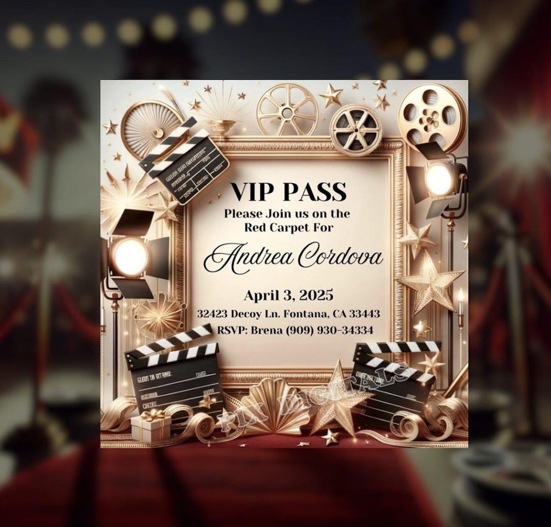 Stunning Movie Theater - Digital Image Invitation, Digital Theater JPG ...
