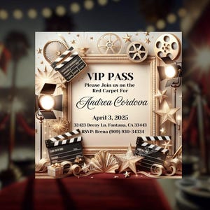 Stunning Movie Theater - Digital Image Invitation, Digital Theater JPG ...