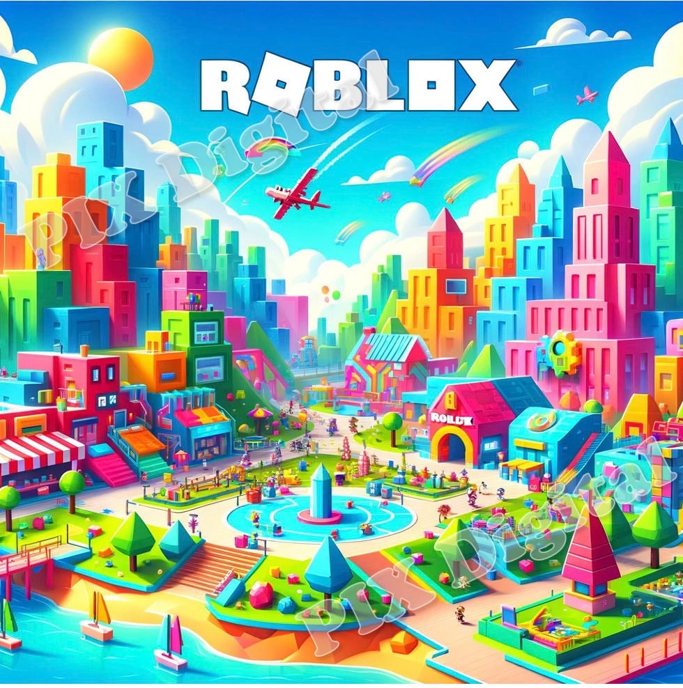 Colorful World of Roblox 6 Digital Images JPG, Digital Roblox, Poster ...