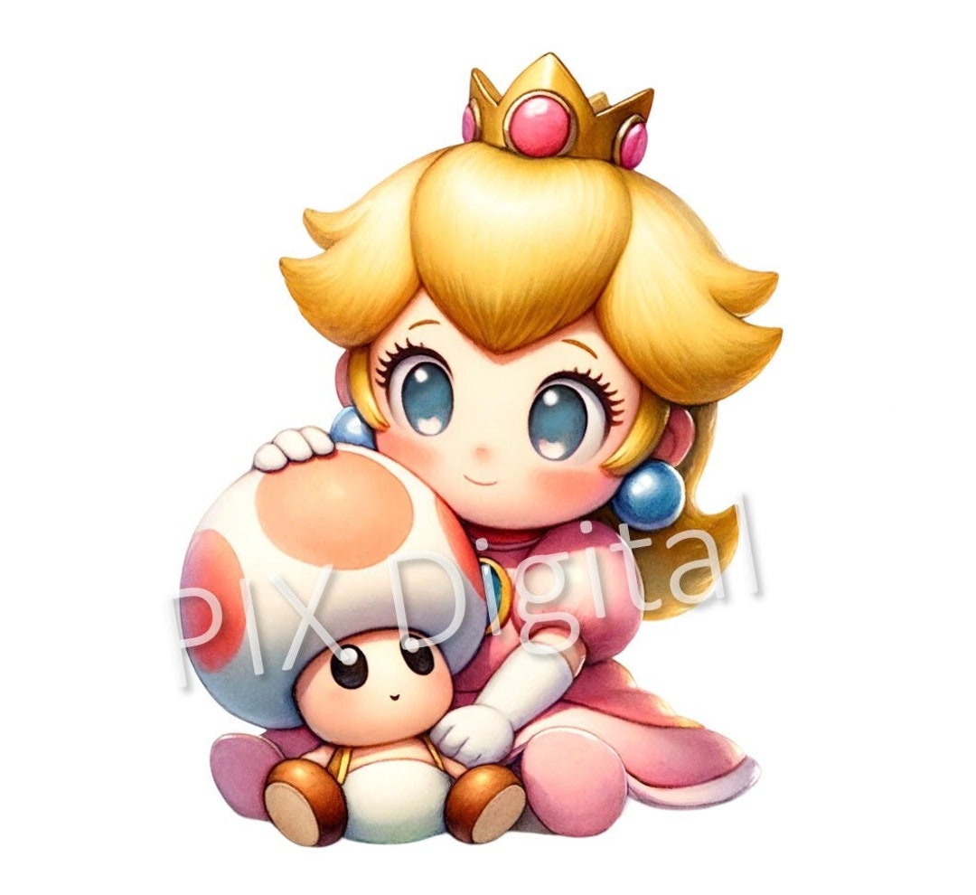 Princess Peach With Toad - Digital Image PNG, Princess Peach Clipart ...