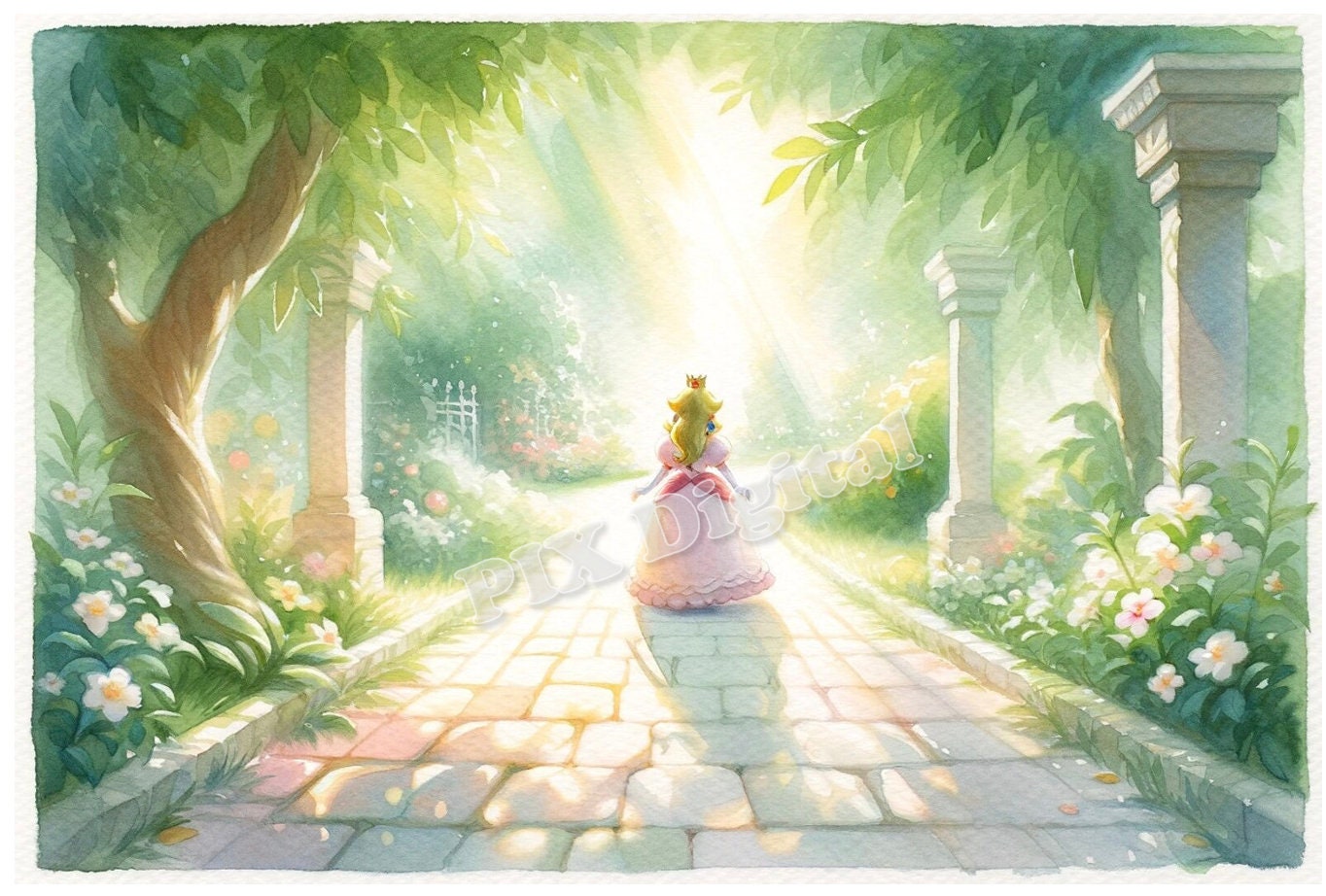 Princess Peach Garden Art Print – 4 Digital Jpgs (digital Download) - Etsy