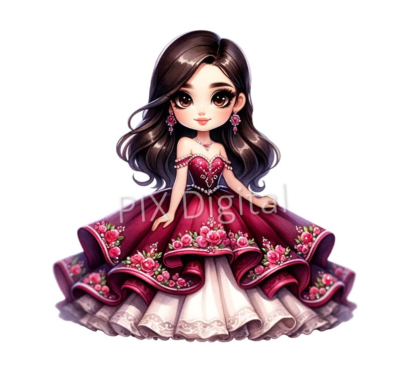 Dark Cherry Maroon Princess digital Image PNG, Clipart Princess, High ...