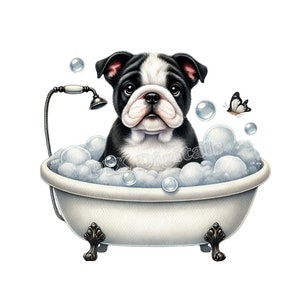Bulldog in Bathtub PNG – Bubbly Bath, Digital Art (commercial Use) - Etsy