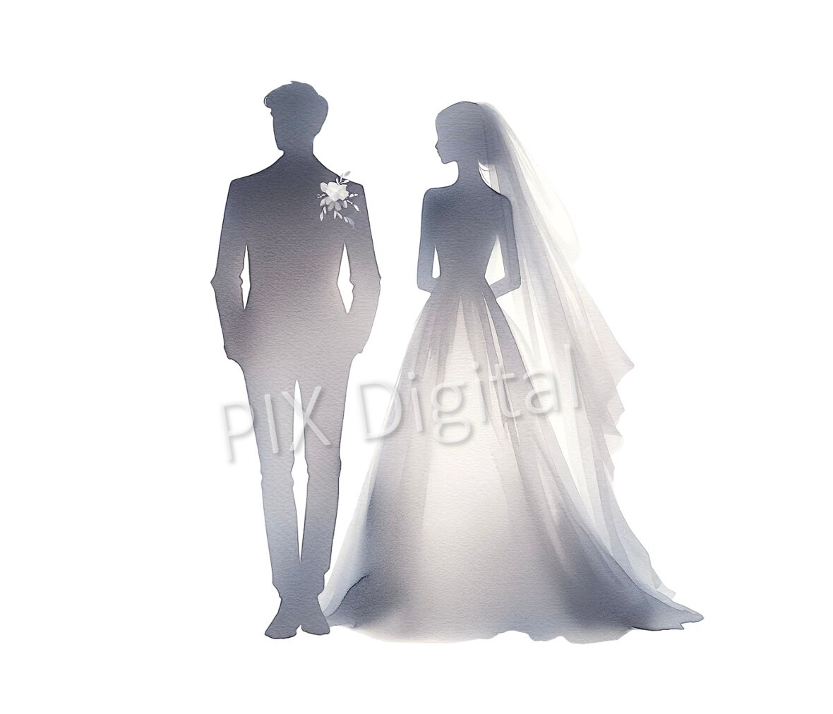 Wedding Shadow PNG – Digital Image Clip Art, DTF Transfer - Etsy