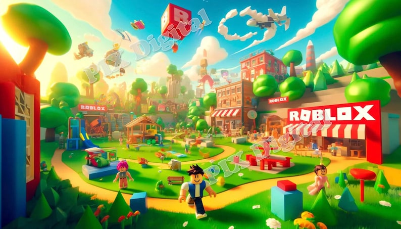 Colorful World of Roblox 6 Digital Images JPG, Digital Roblox, Poster ...