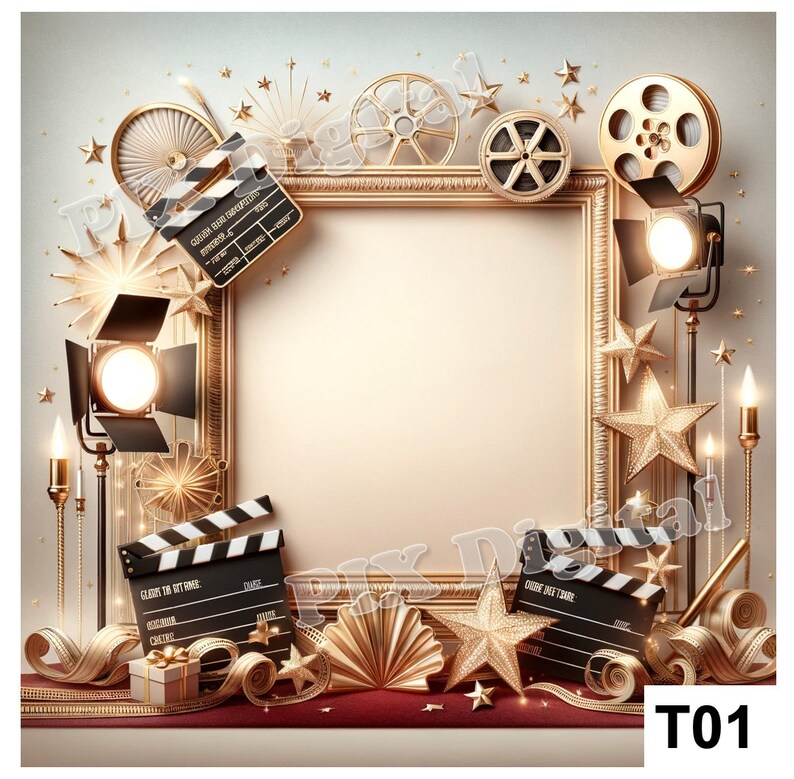 Stunning Movie Theater Digital Image Invitation, Digital Theater JPG ...