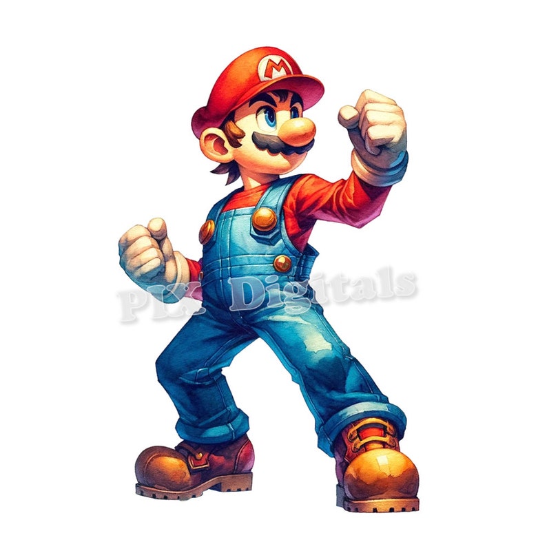 Cheerful Super Mario Bros Clipart - High-quality Pngs (digital Download ...