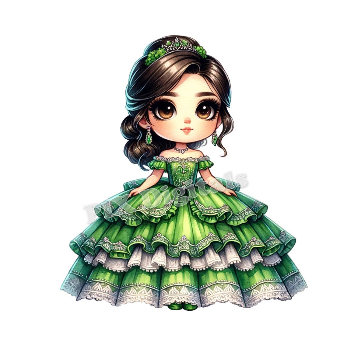 Enchanted Forest Quinceanera 5 Digital Images, Clipart Green Princess ...