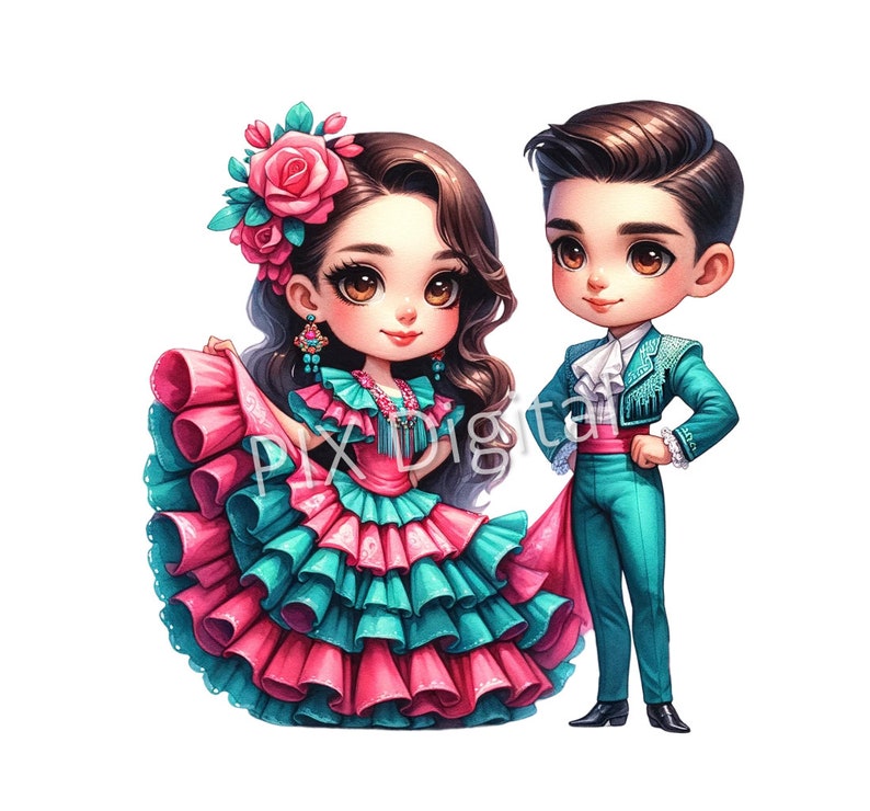 NEW / Fixed Passionate Spanish Flamenco Dancers Digital Image, Clipart ...