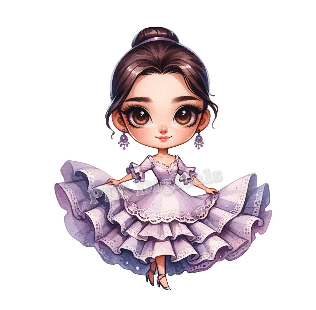 Soft Purple Moonlight Flamenco Dancer - Digital Image, Clipart Dancer ...
