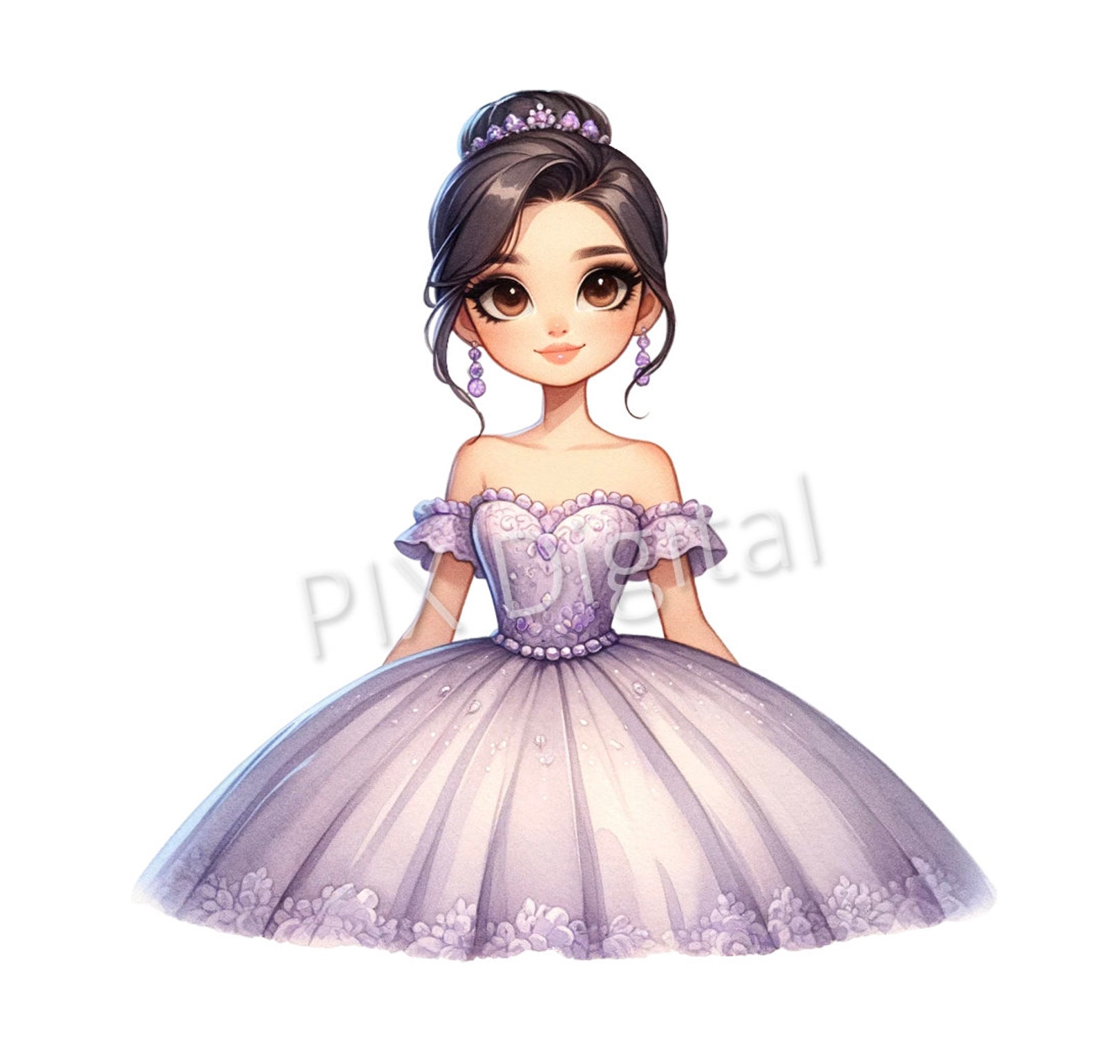 Lavender Princess Digital Image Princess PNG, Clipart Purple Princess ...