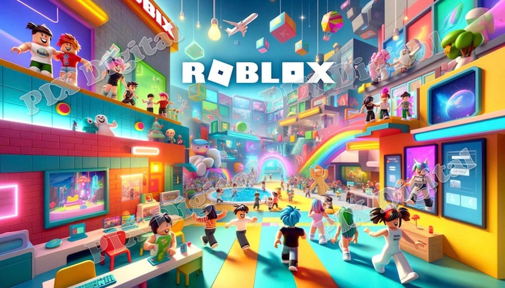 Colorful World of Roblox 6 Digital Images JPG, Digital Roblox, Poster ...