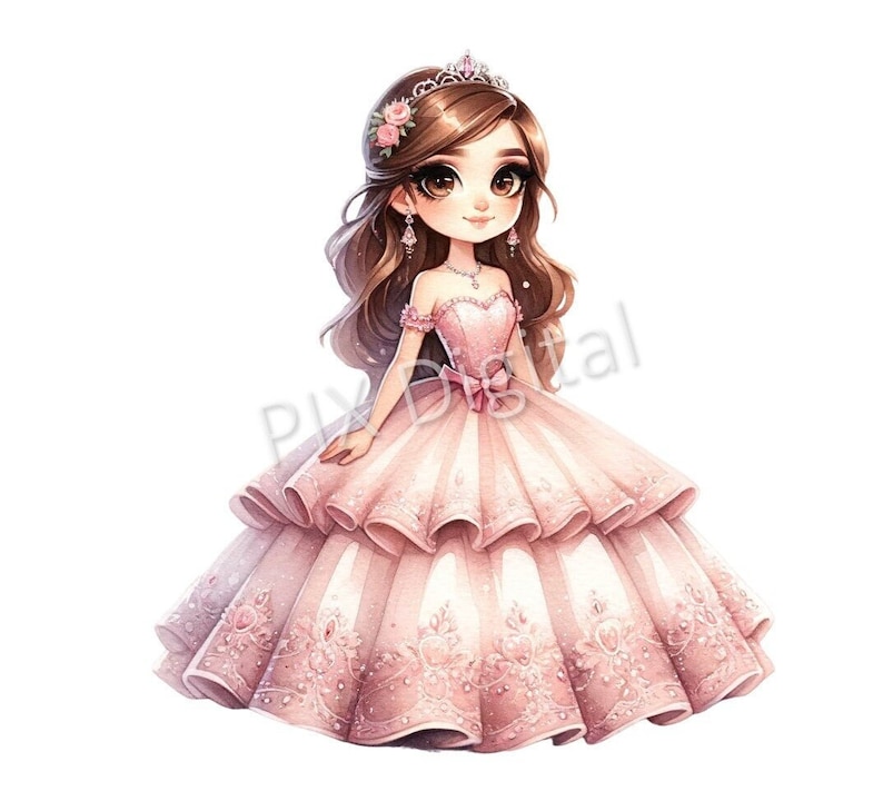 Rosy Pink Princess Clipart – Digital Art PNG, DTF Transfer - Etsy