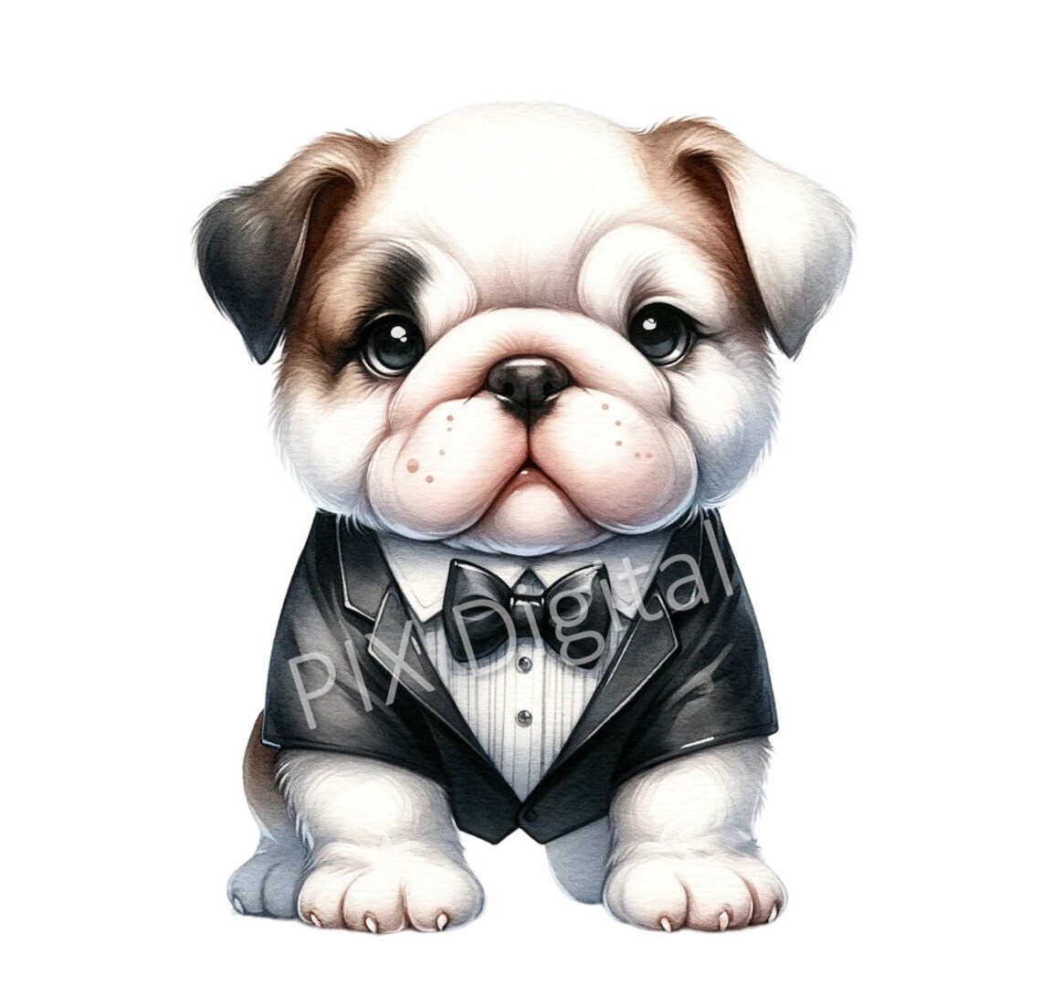 Bulldog Clipart - Black Bow Tie, PNG Digital Art (commercial Use) - Etsy