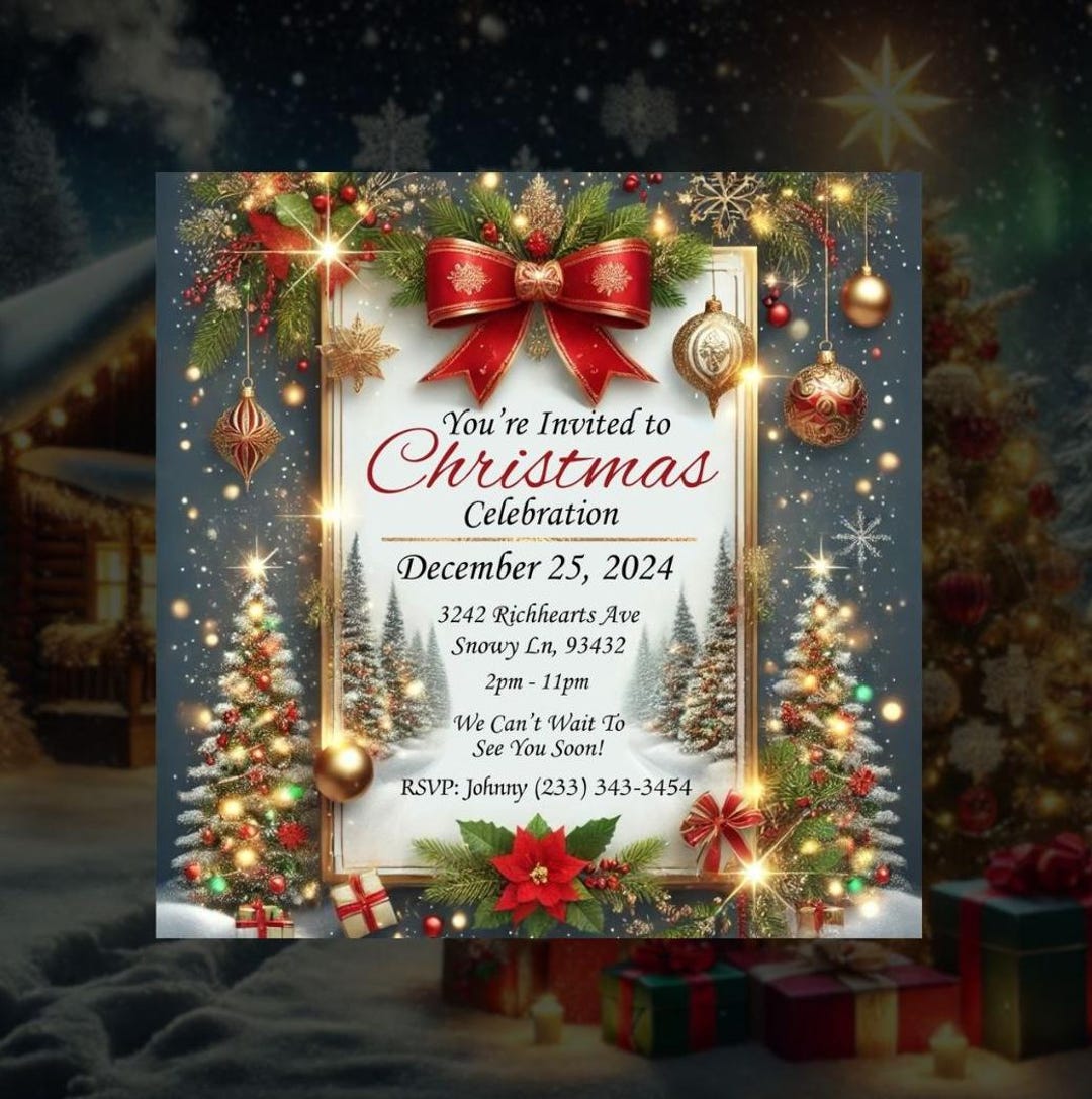 Festive Christmas Party Invitation Digital Invite, Editable & Printable ...