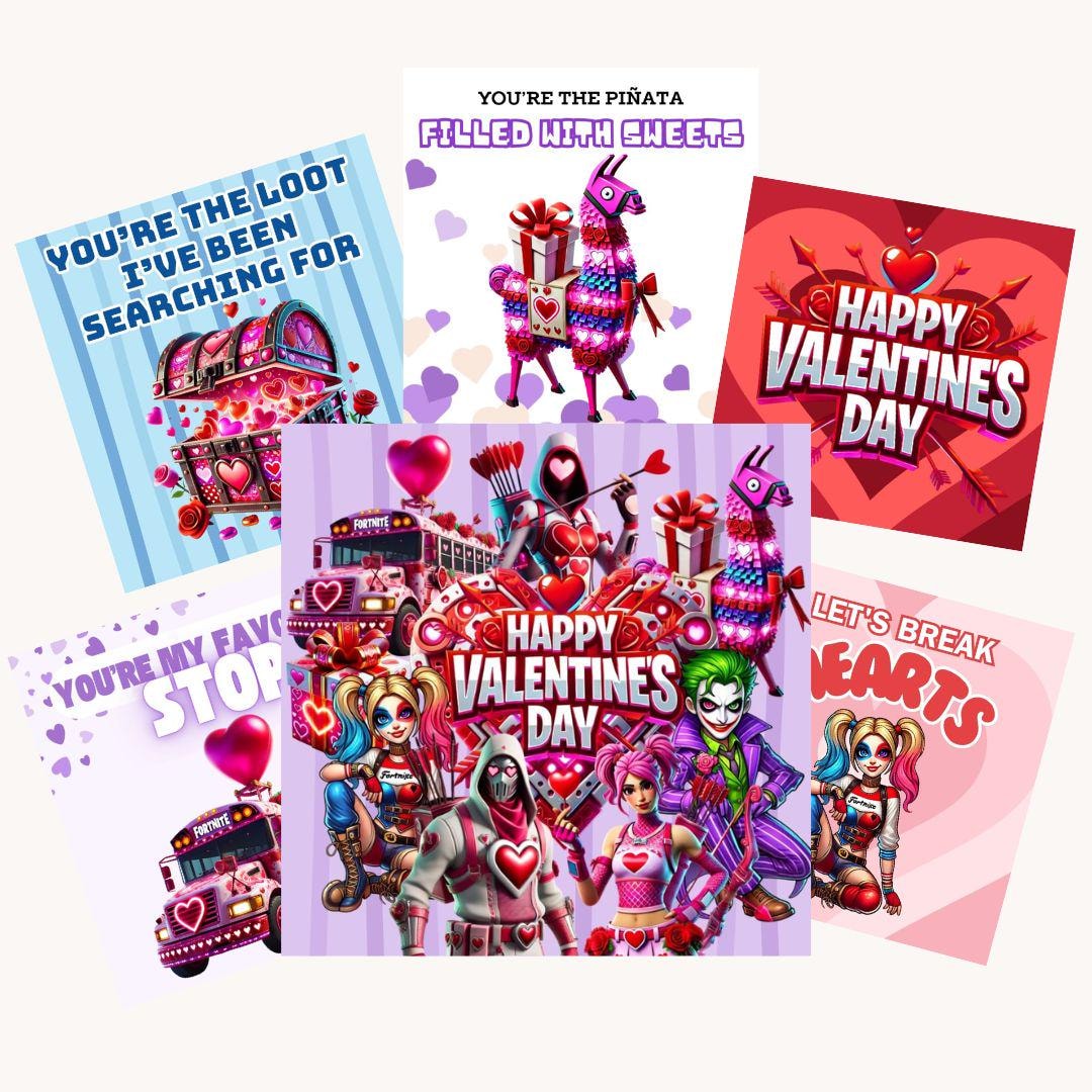 Fortnight Valentine's Day Cards (digital IMAGES) - 14 Digital Images ...
