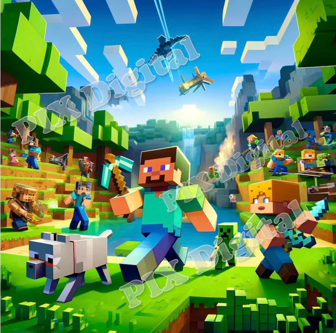 World of Mine Craft - 5 Digital Images, Image Mine Craft, Printable Art ...