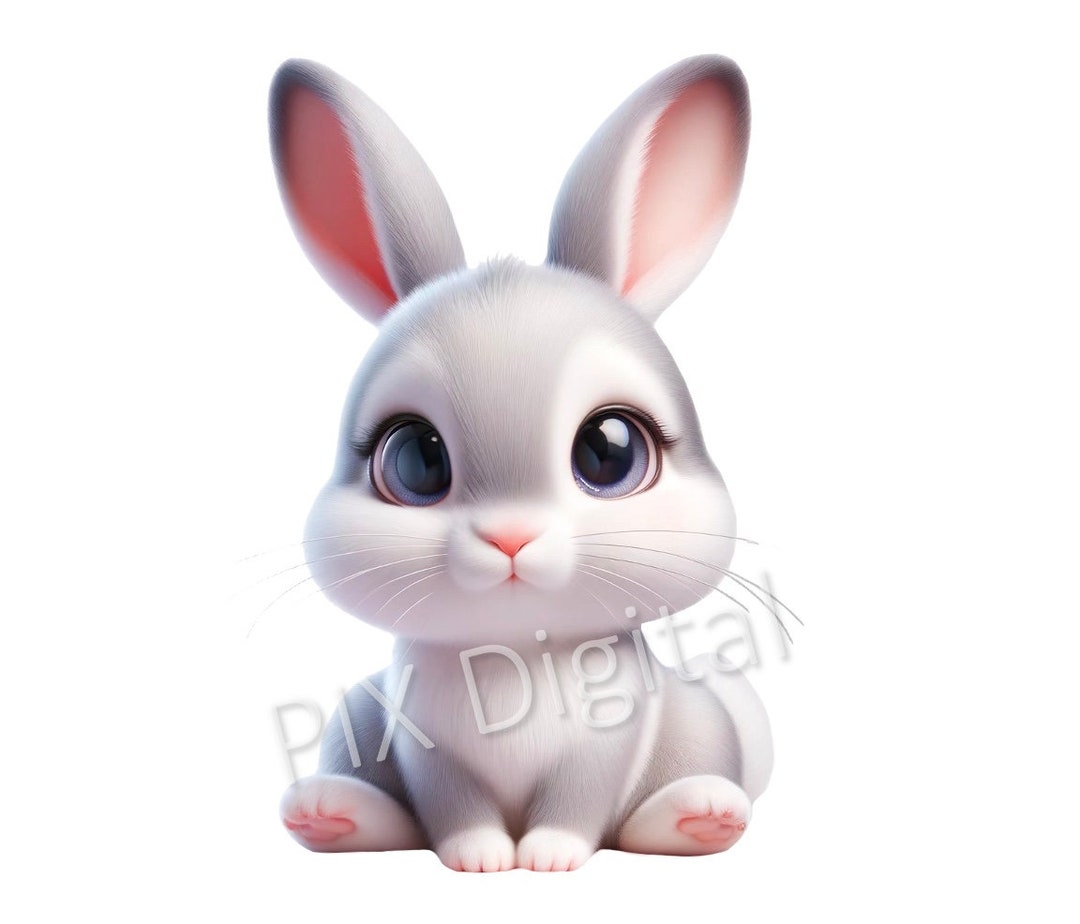 Cute Light Gray Easter Bunny Digital Image PNG, Instant Download ...