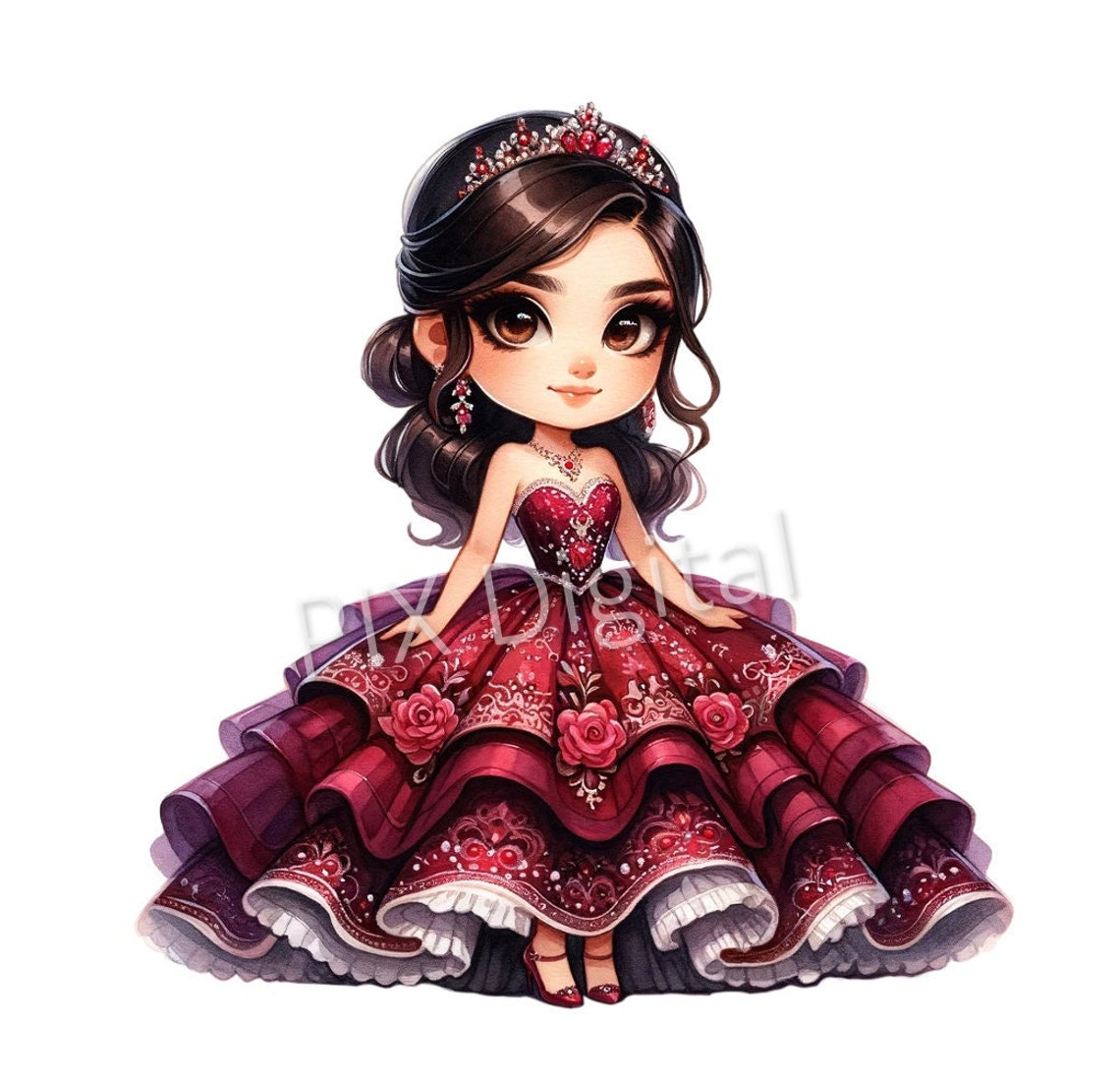 Dark Cherry Maroon Princess digital Image PNG, Clipart Princess, High ...