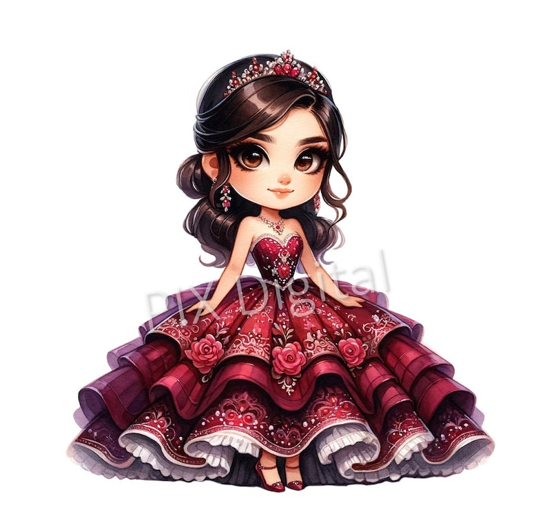 Dark Cherry Maroon Princess -digital Image PNG, Clipart Princess, High ...