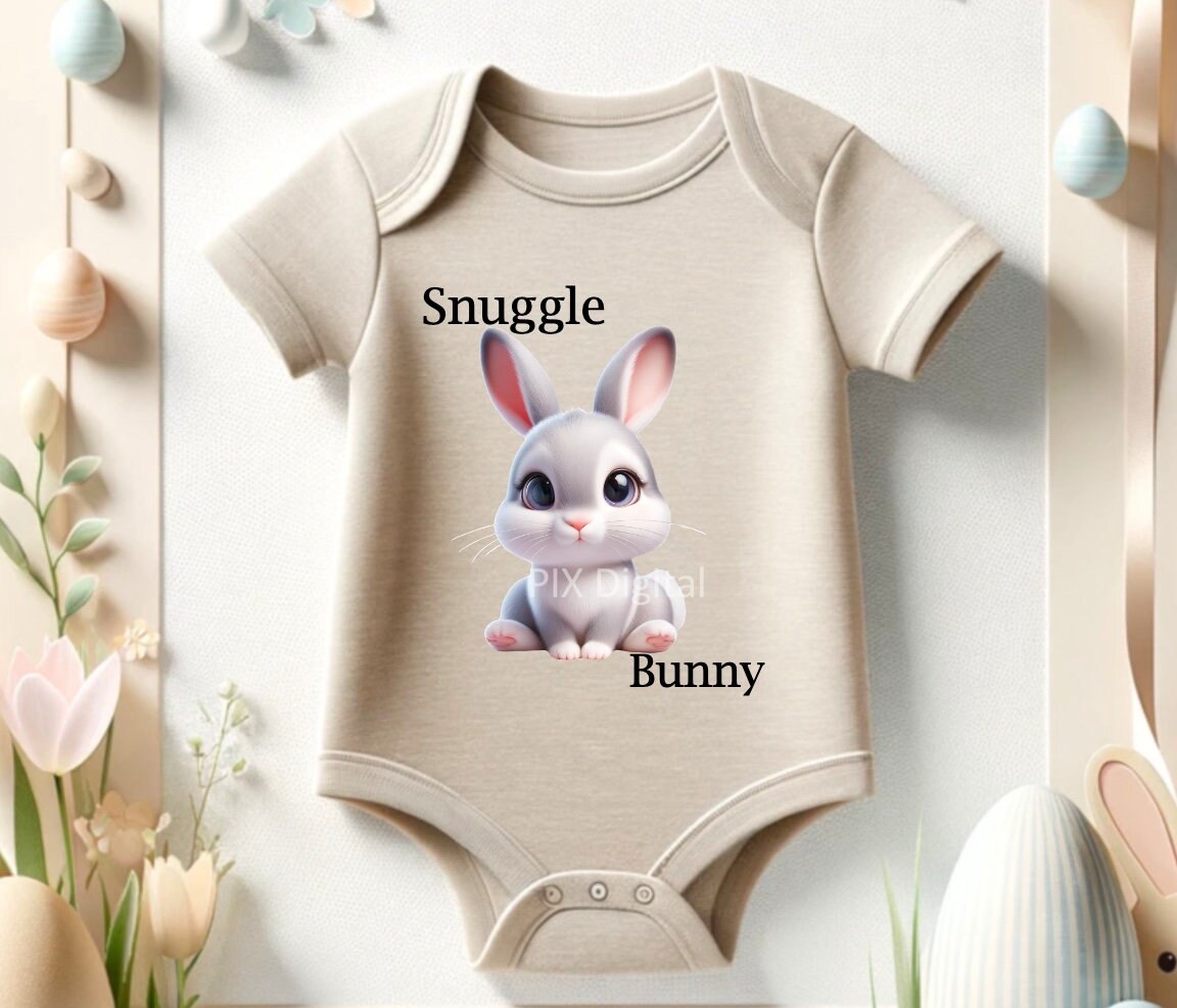 Cute Light Gray Easter Bunny Digital Image PNG, Instant Download ...