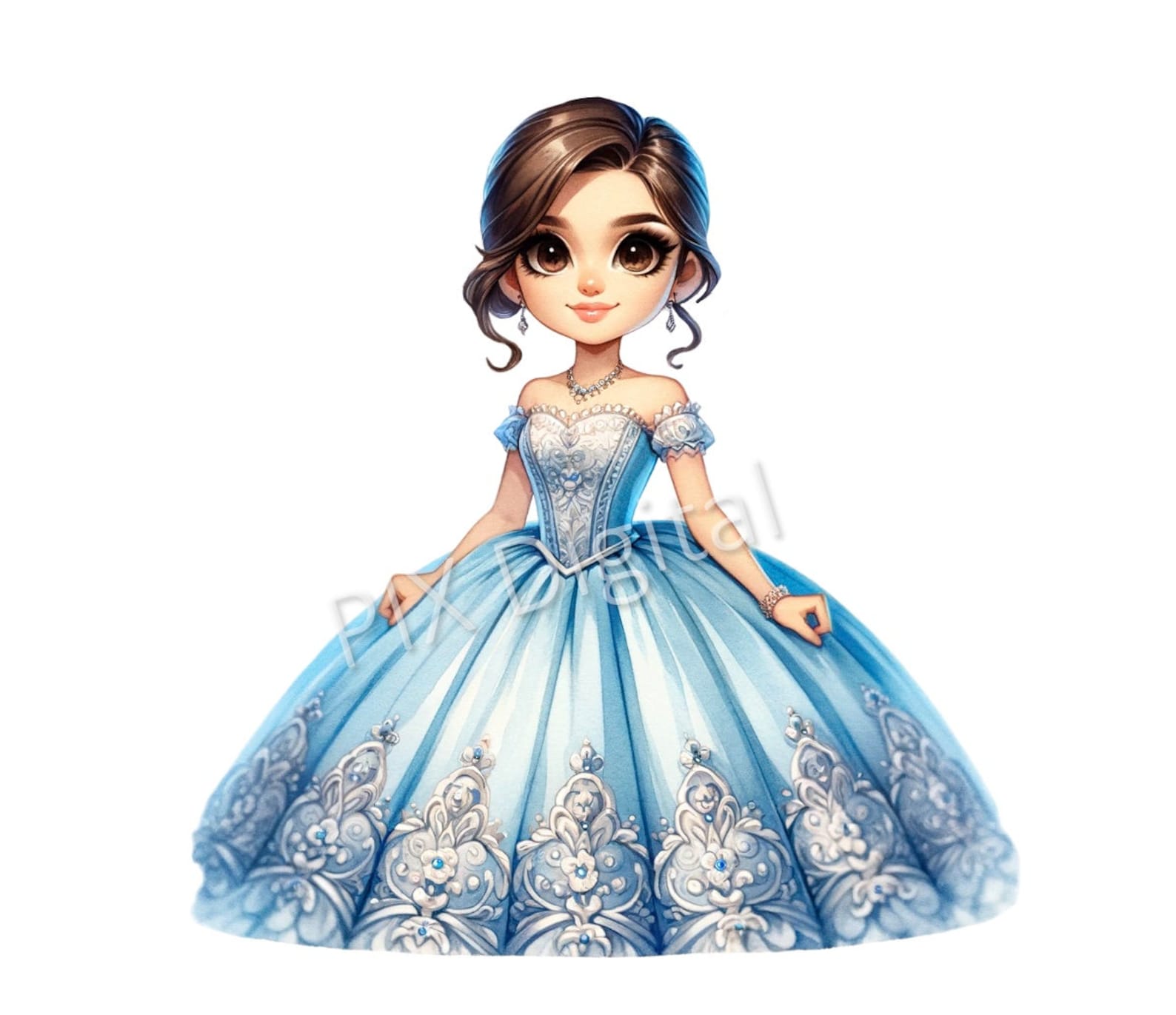 Soft Cloudy Baby Blue Princess - Digital Image PNG, Clipart Princess ...