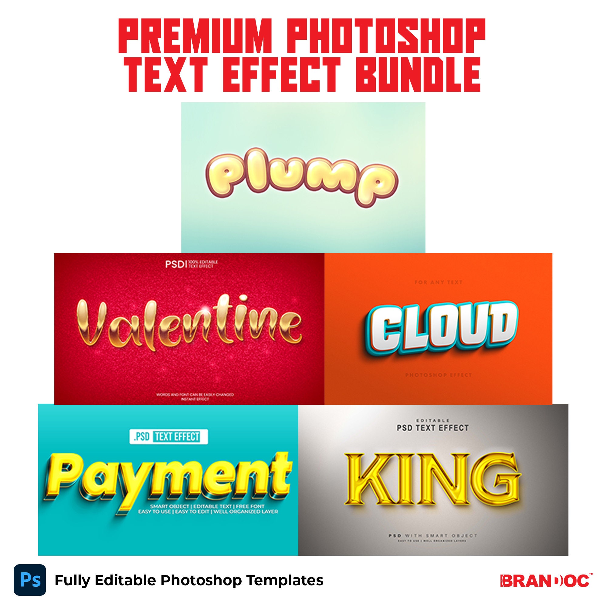 3D Photoshop Text Effects: Gold, Silver, Retro, Wood, Stone (PSD ...