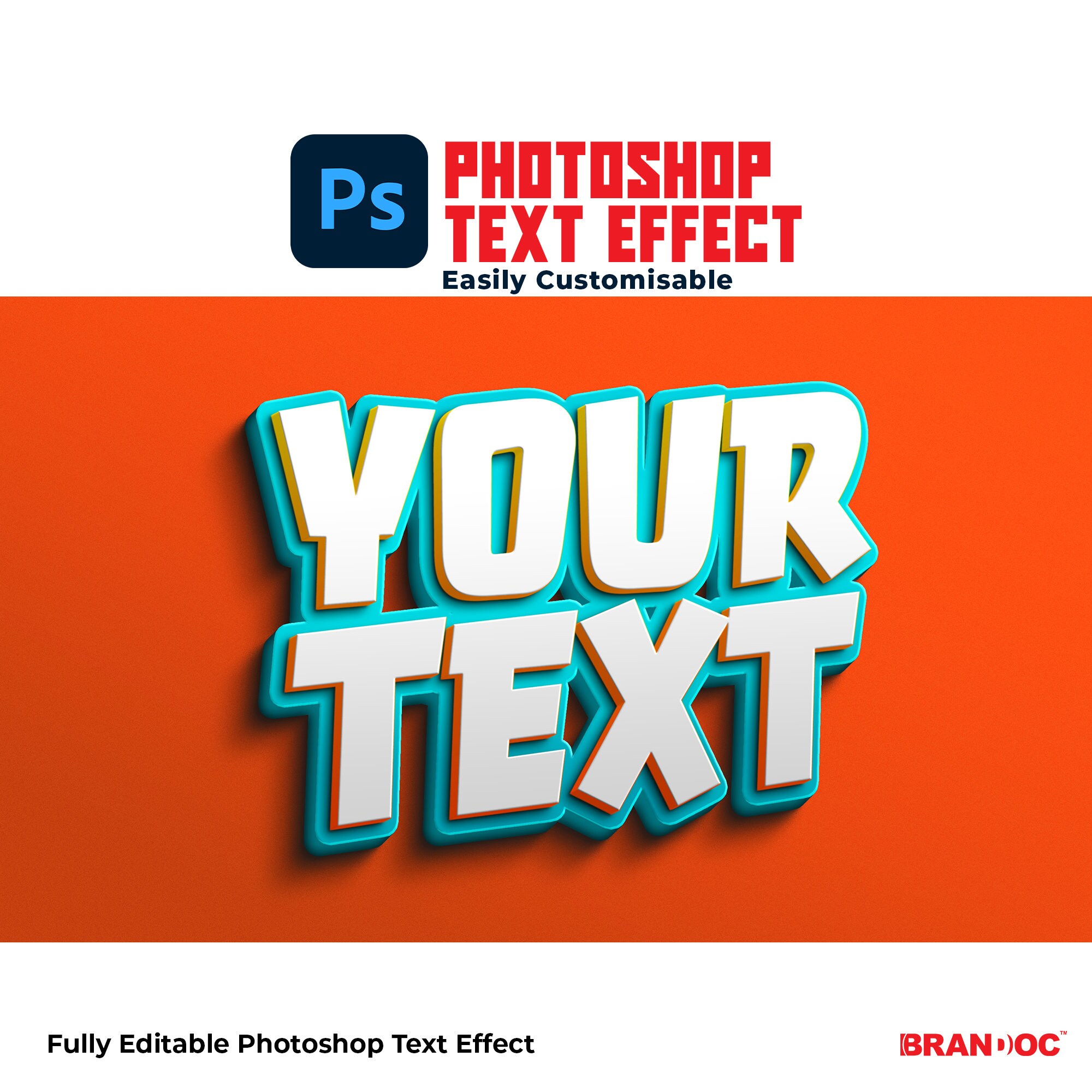 Customizable 3D Text Effect for Photoshop (PSD & JPG) - Etsy