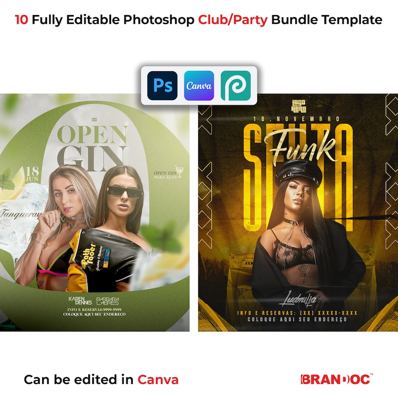 10 Bundle Template Club Party Event Flyer Template, Editable Canva ...