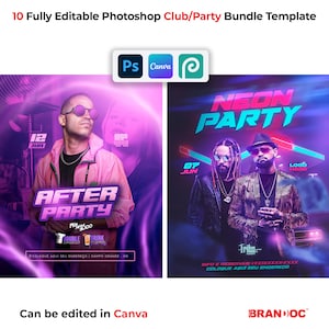 10 Bundle Template Club Party Event Flyer Template, Editable Canva ...