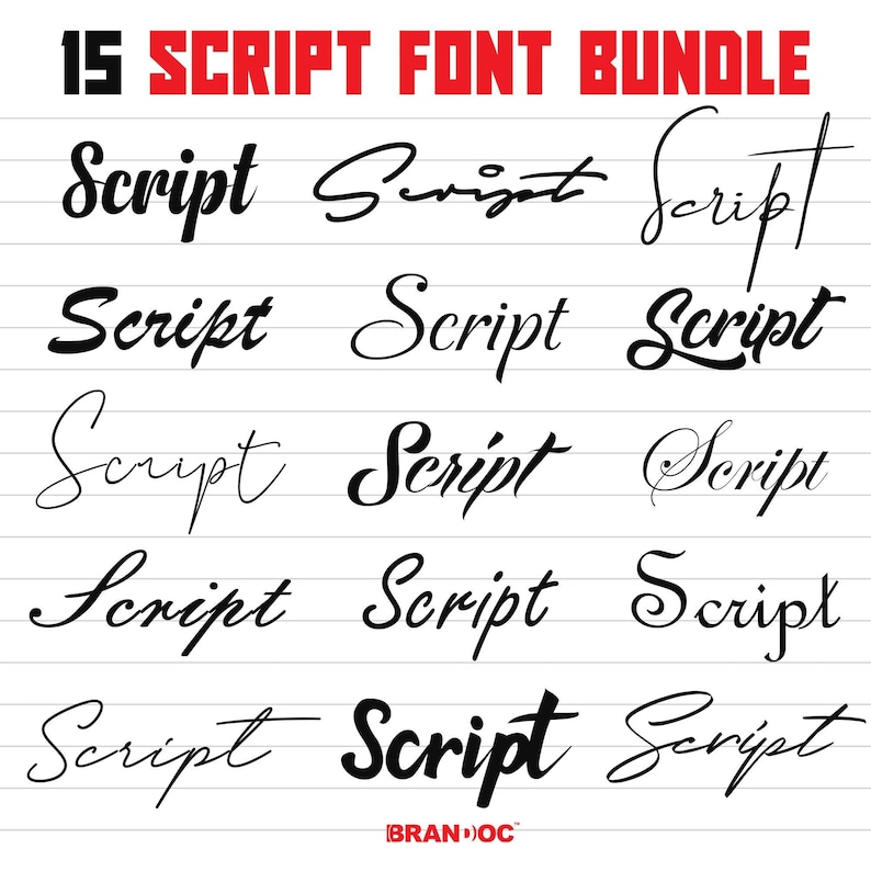 Easily Customizable Script Font Bundle, Cursive Fonts, Wedding Font ...