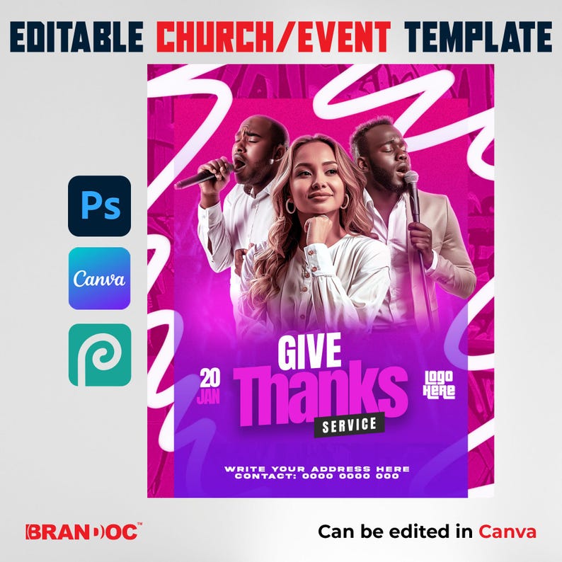 Editable Church Event Flyer Template: Canva & Photoshop (PSD) (digital ...