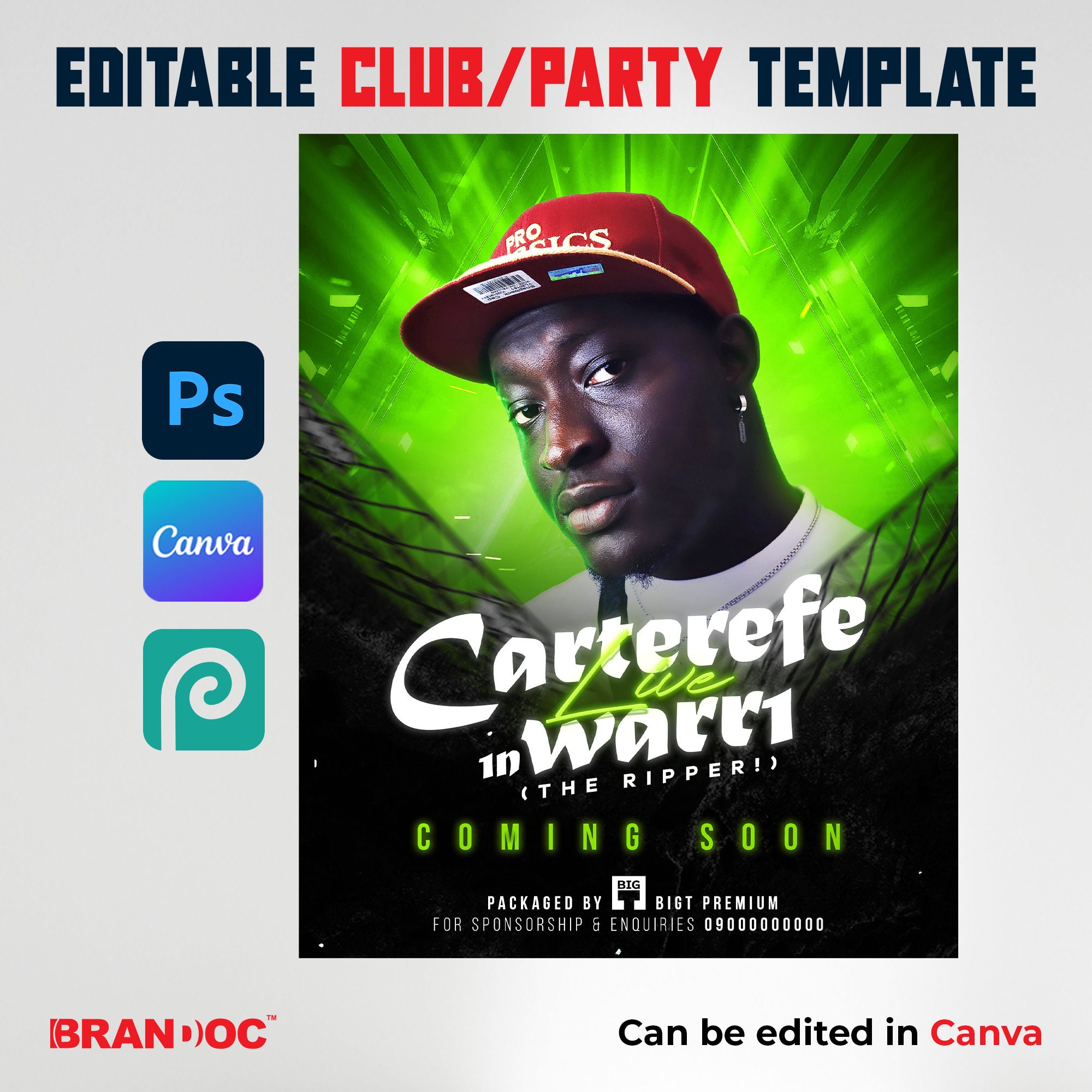 Editable Club Flyer Template: Canva & Photoshop PSD (digital Download ...