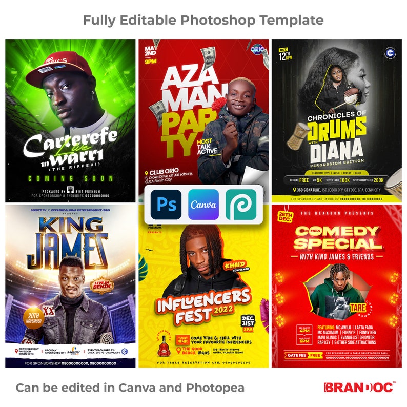 Event Flyer Template Bundle: Club, Party, Social Media (canva ...