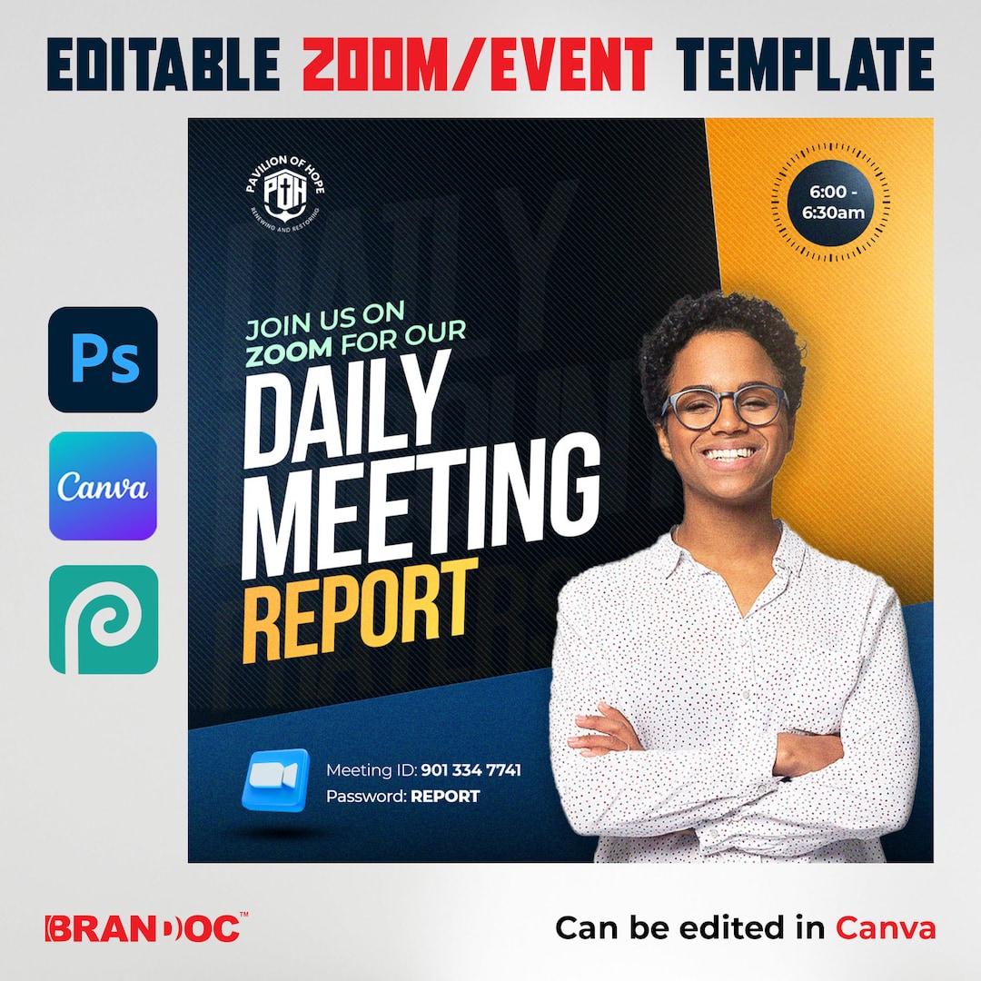 Editable Church Zoom Flyer Template: Canva & Photoshop (digital ...