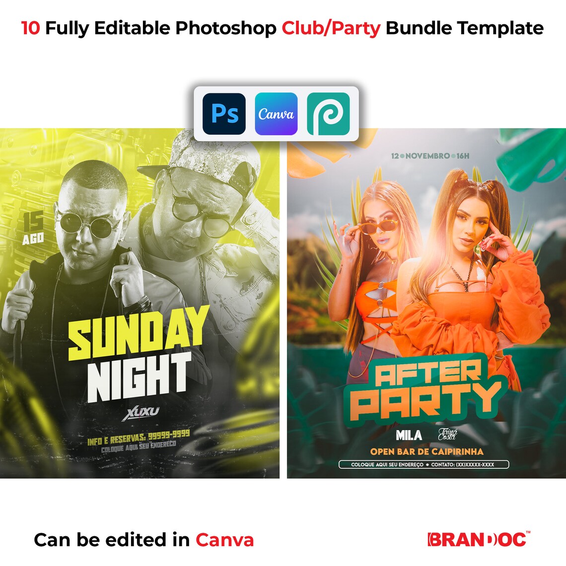 10 Bundle Template Club Party Event Flyer Template, Editable Canva ...