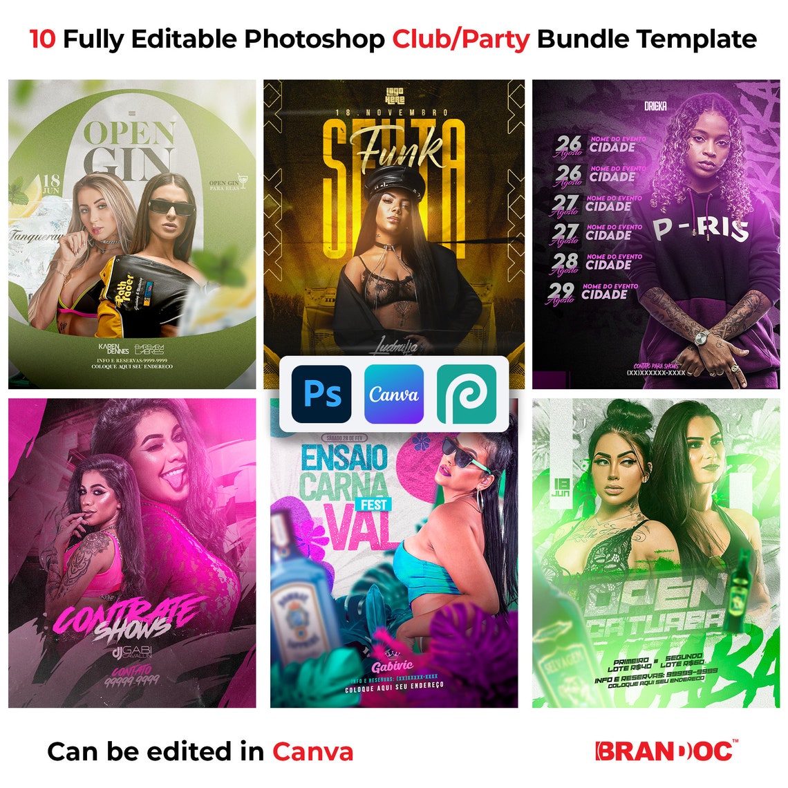 10 Bundle Template Club Party Event Flyer Template, Editable Canva ...