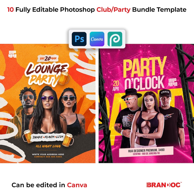 10 Canva & Photoshop Party Flyer Templates: Club Event Designs (digital ...