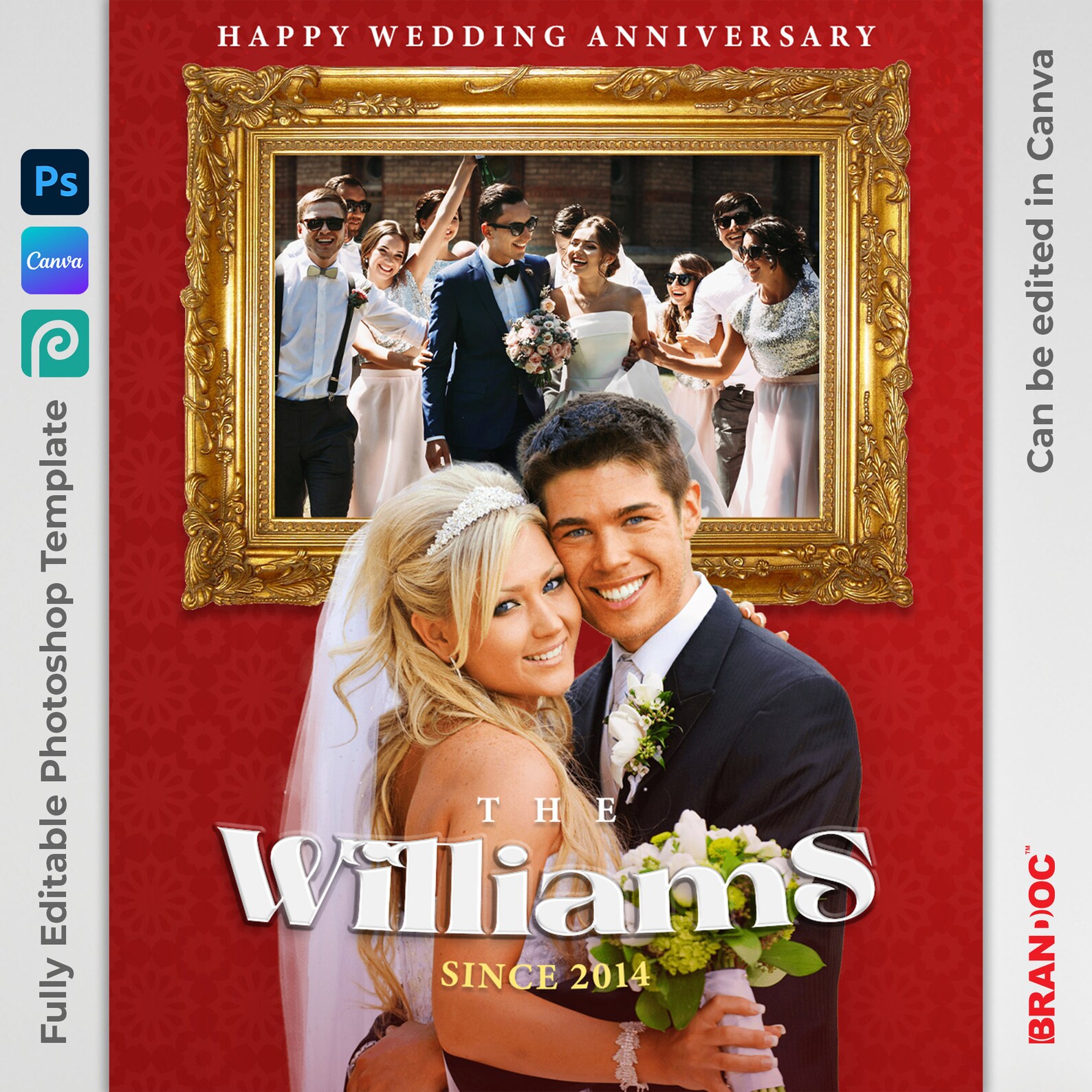 Editable Wedding Anniversary Event Flyer Template, Editable in Canva ...