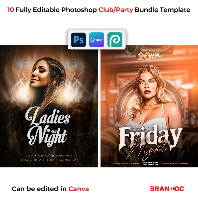 10 Bundle Template Club Party Event Flyer Template, Editable Canva ...