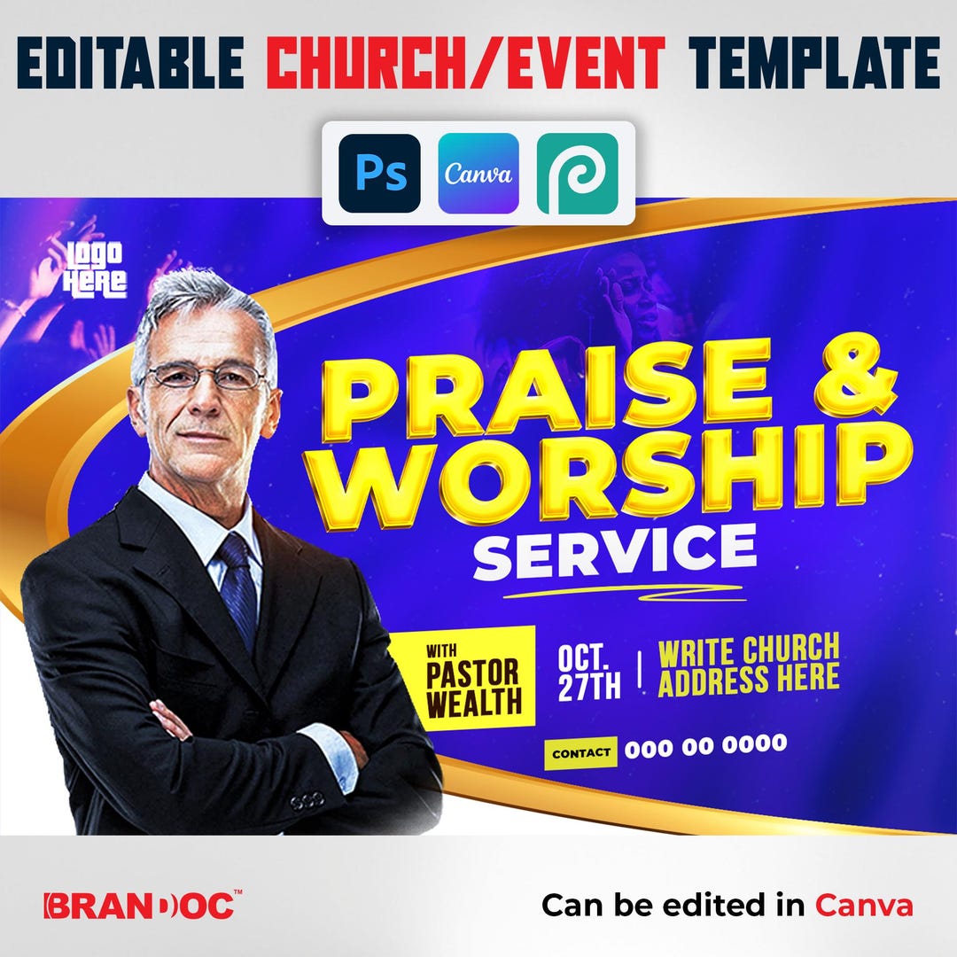 Editable Canva Church Event, Canva Church Flyer | Program Flyer ...