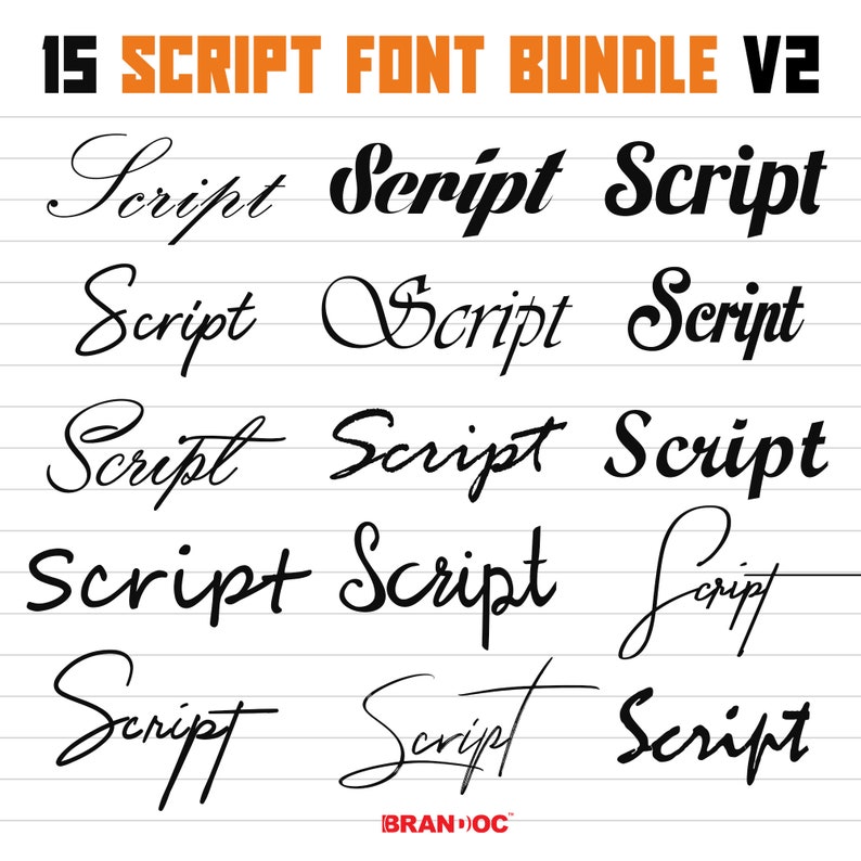 Customizable Script Font Bundle: 15 Cursive & Wedding Fonts (digital ...