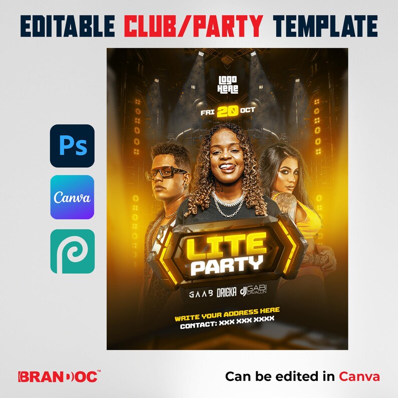 Editable Club Party Flyer Template: Canva & PSD - Etsy