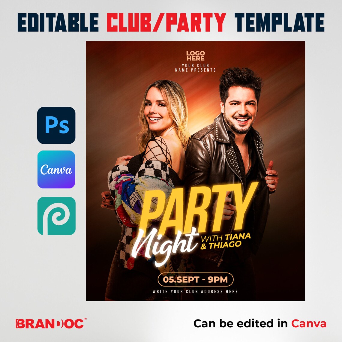 Editable PSD Template Club Party Event Flyer Template, Editable Canva ...