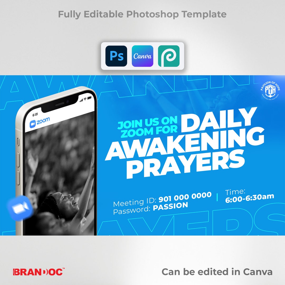 Editable Church Event Zoom Flyer Template, Editable in Canva, Photoshop ...