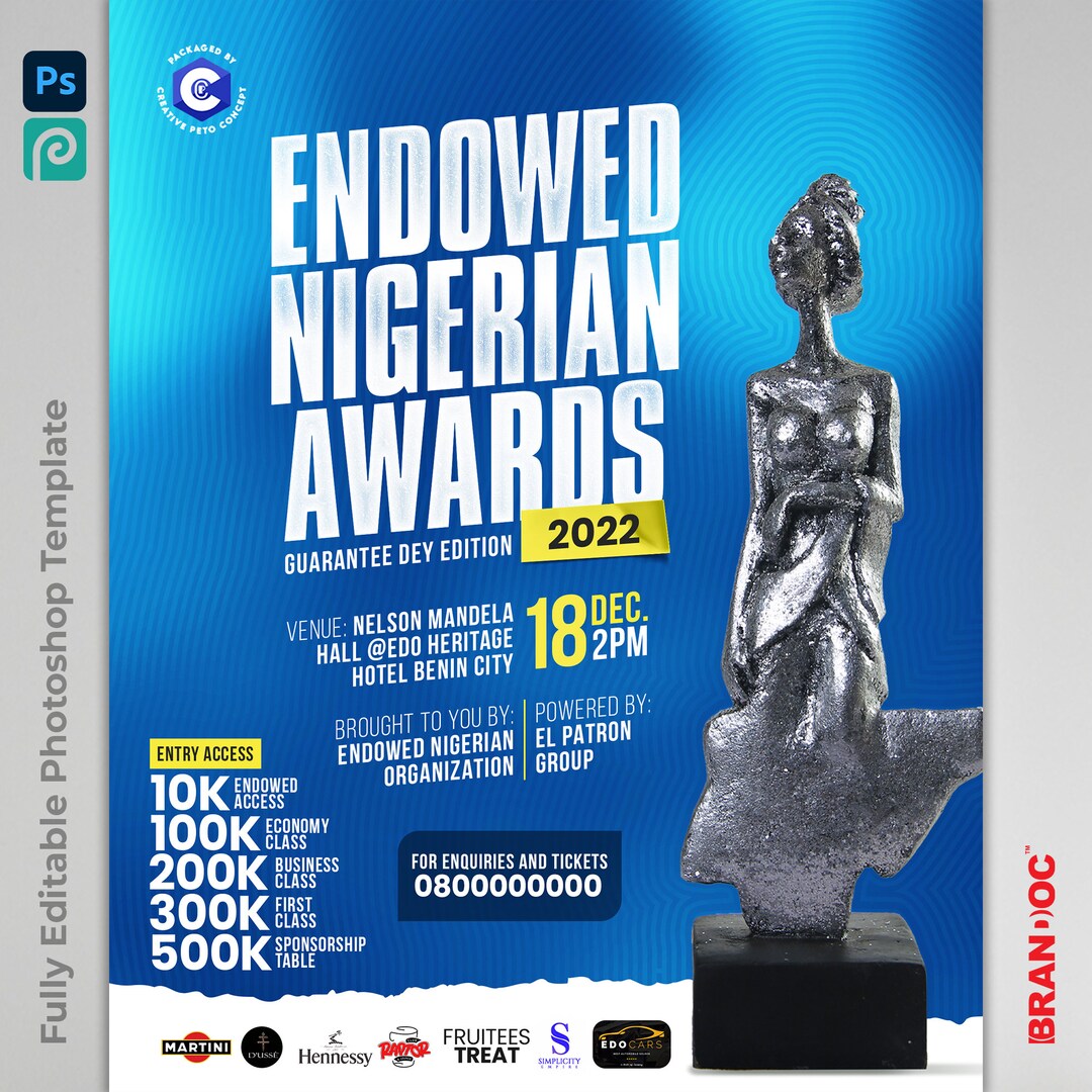 Award Party Event Flyer Template for Photoshop Photopea DIY Event Flyer ...