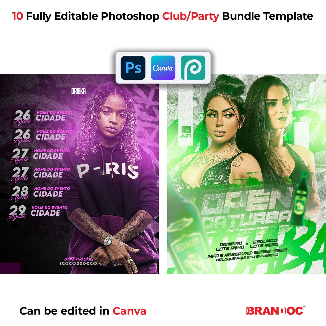 10 Bundle Template Club Party Event Flyer Template, Editable Canva ...