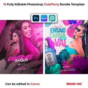 10 Bundle Template Club Party Event Flyer Template, Editable Canva ...
